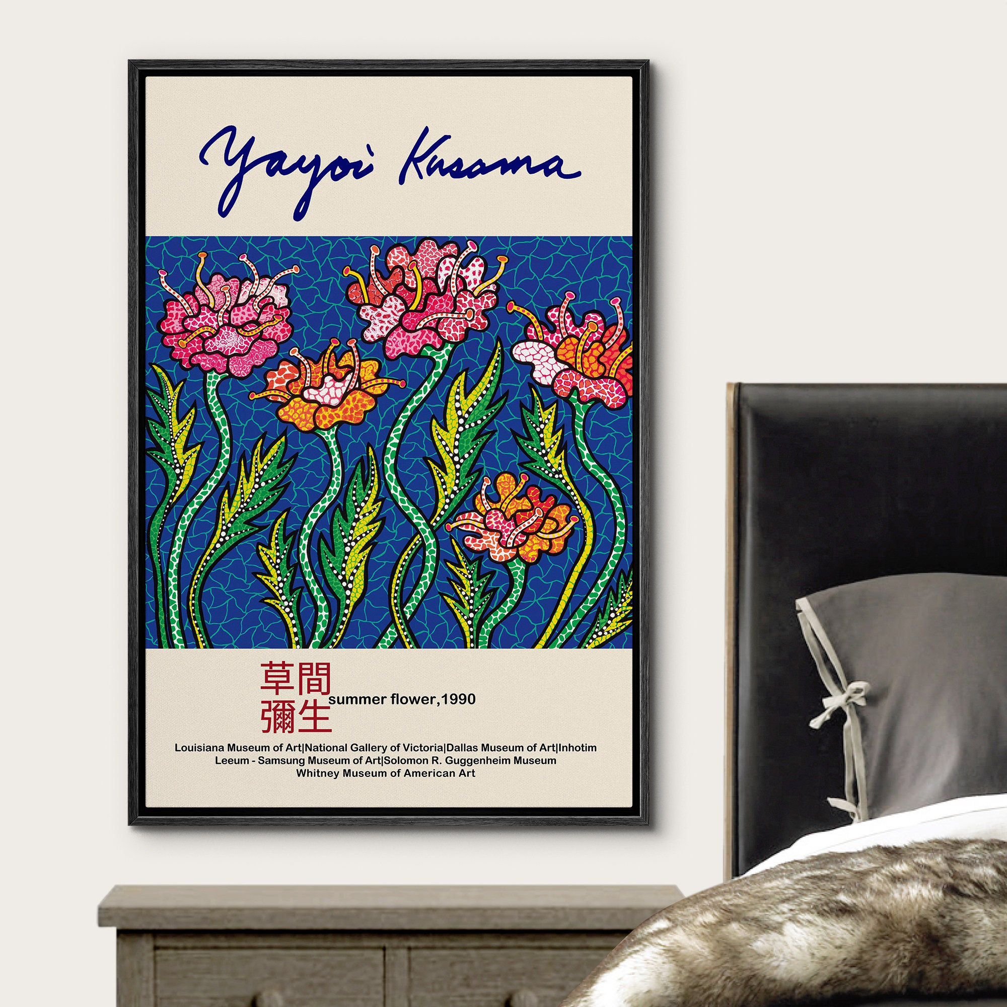 IDEA4WALL Summer Flowers by Yayoi Kusama, Japanese Asian Style Modern ...