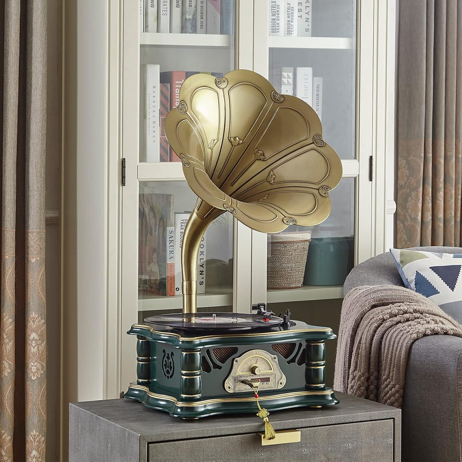 Anomil Vintage Gramophone, Retro Phonograph Vinyl Record Players ...