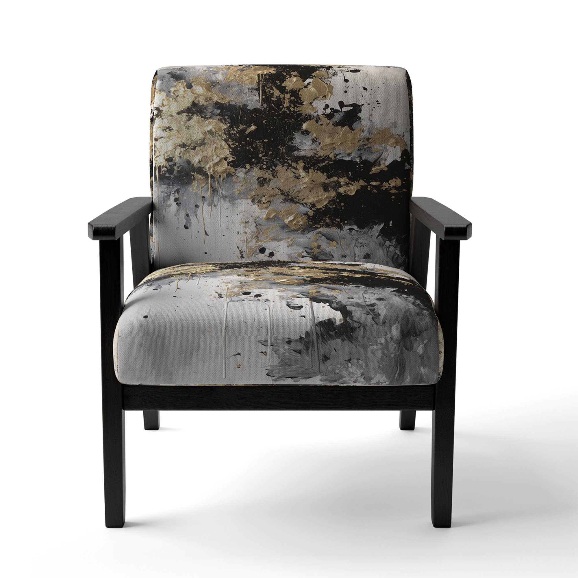 Ivy Bronx Bliss Minimal Abstract Gold And Black II - Upholstered ...