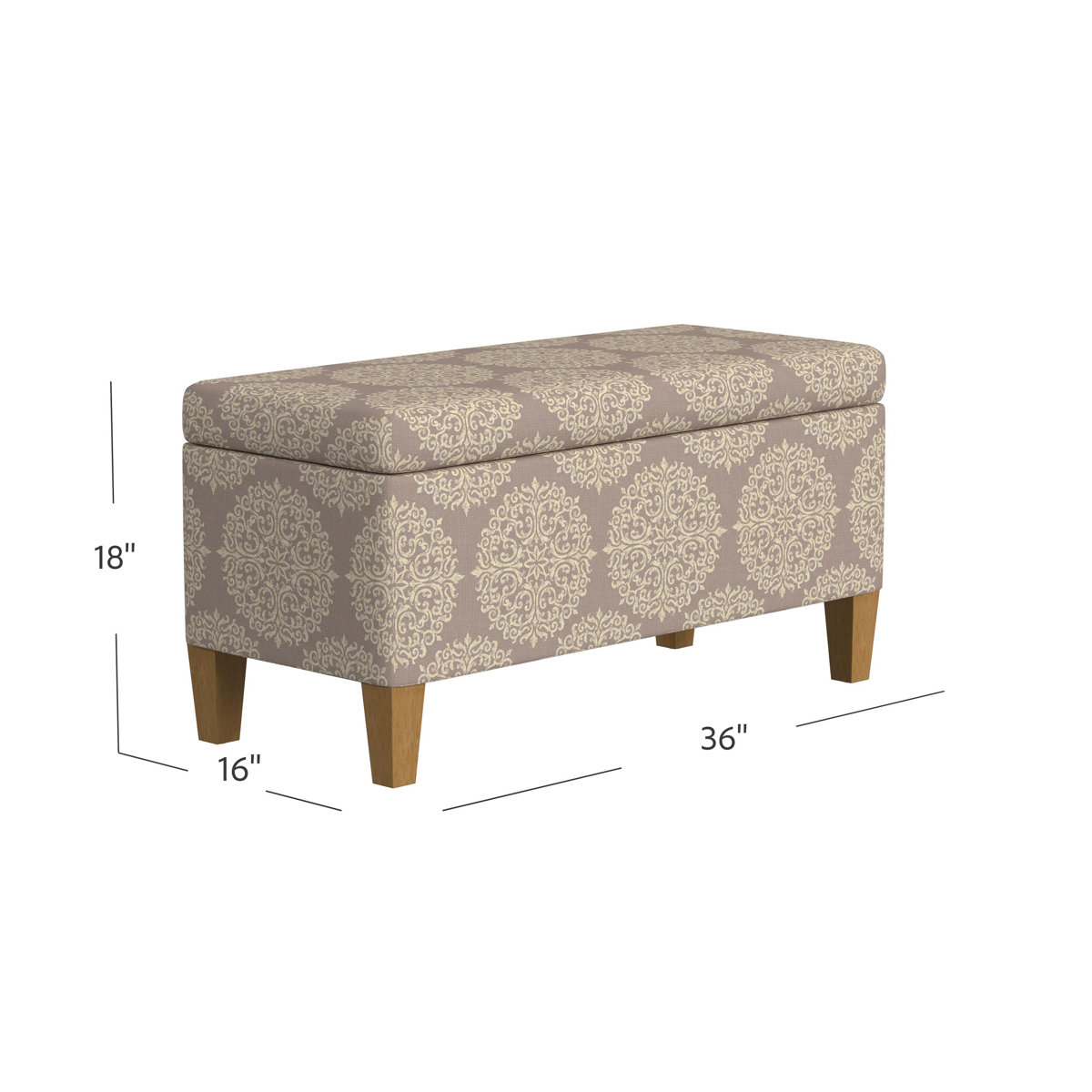 Benjara Ben Storage Bench Ottoman, Light Brown Medallion Design, 36 ...