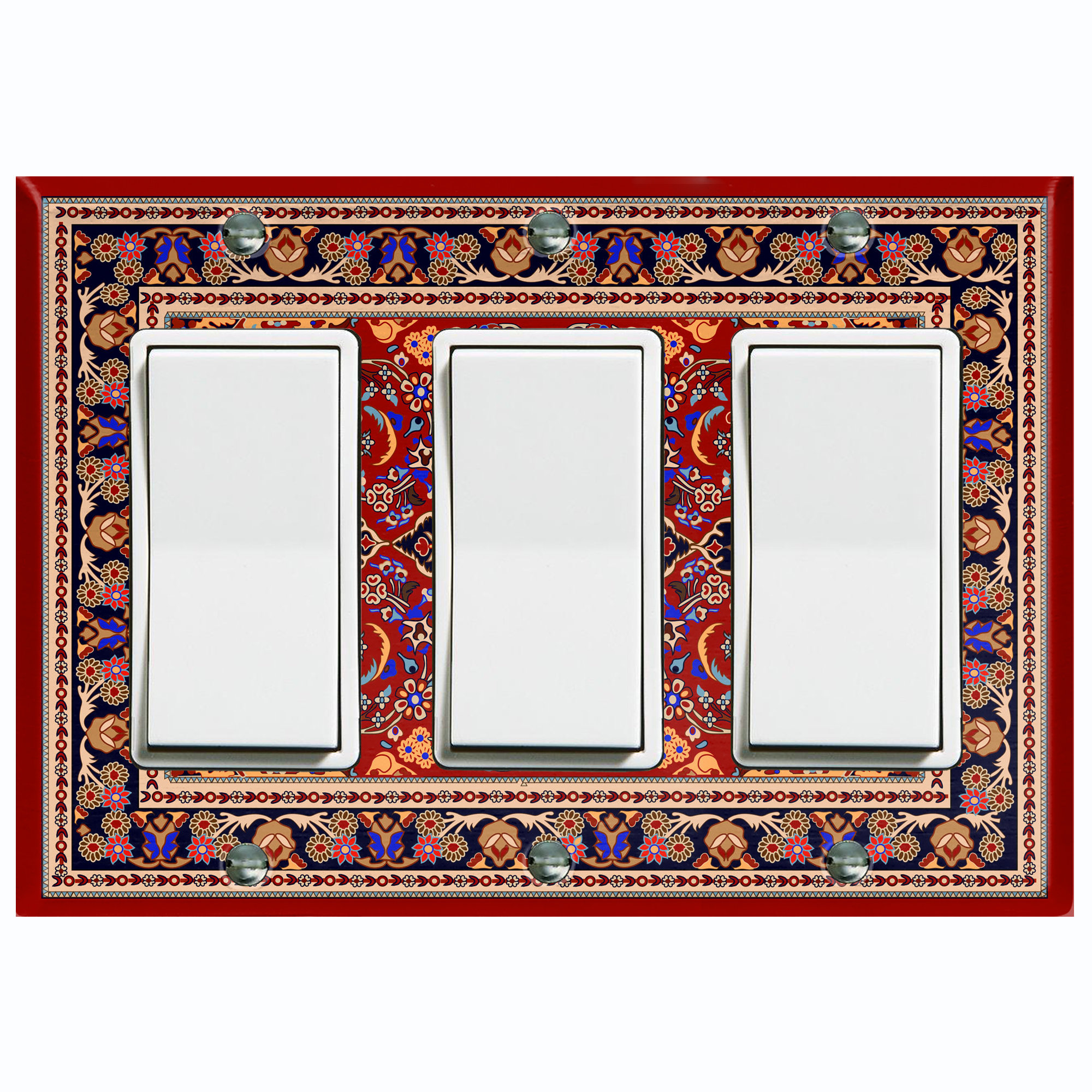 WorldAcc Bandana Paisley Rug Tile Pattern 3-Gang Rocker Wall Plate ...