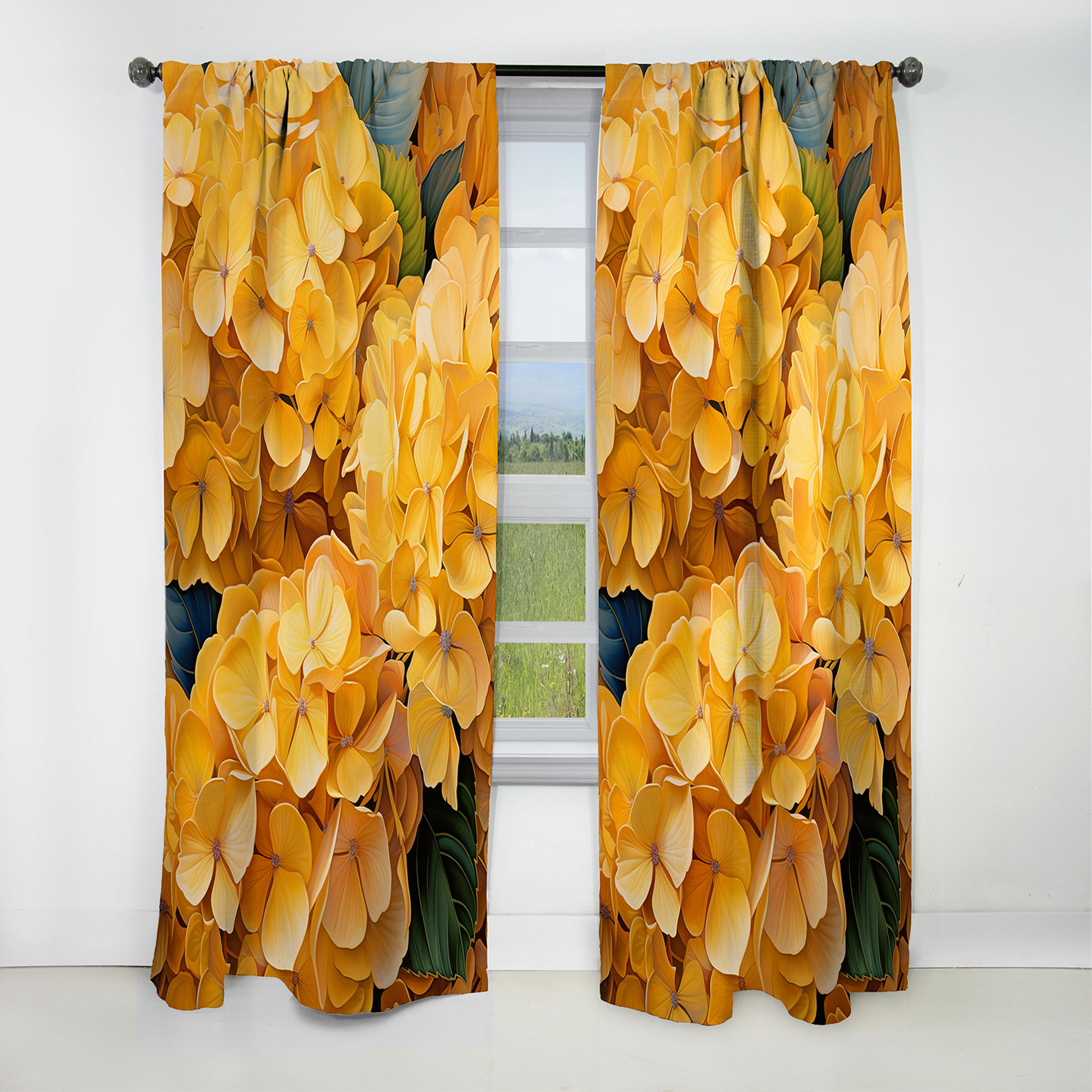 Design Art Yellow Hydrangea Golden Radiance - Hydrangea Curtain ...