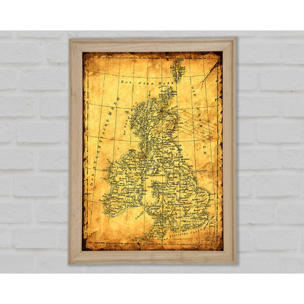 Bright Star Vintage UK Map - Single Picture Frame Art Prints | Wayfair ...