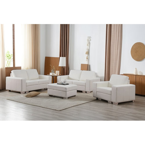 Leather White Living Room Sets You'll Love | Wayfair
