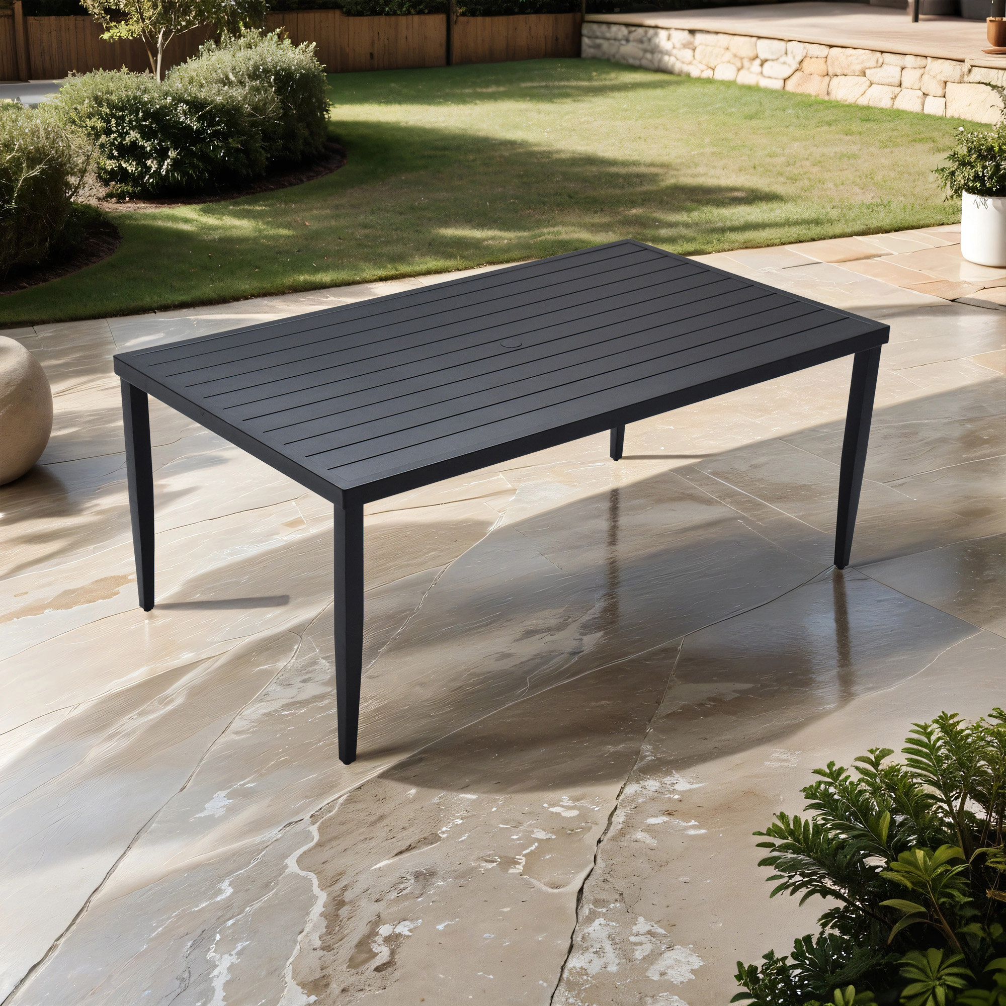 Ebern Designs Outdoor Patio Aluminum 40"X70" Two-Tone Table Top ...