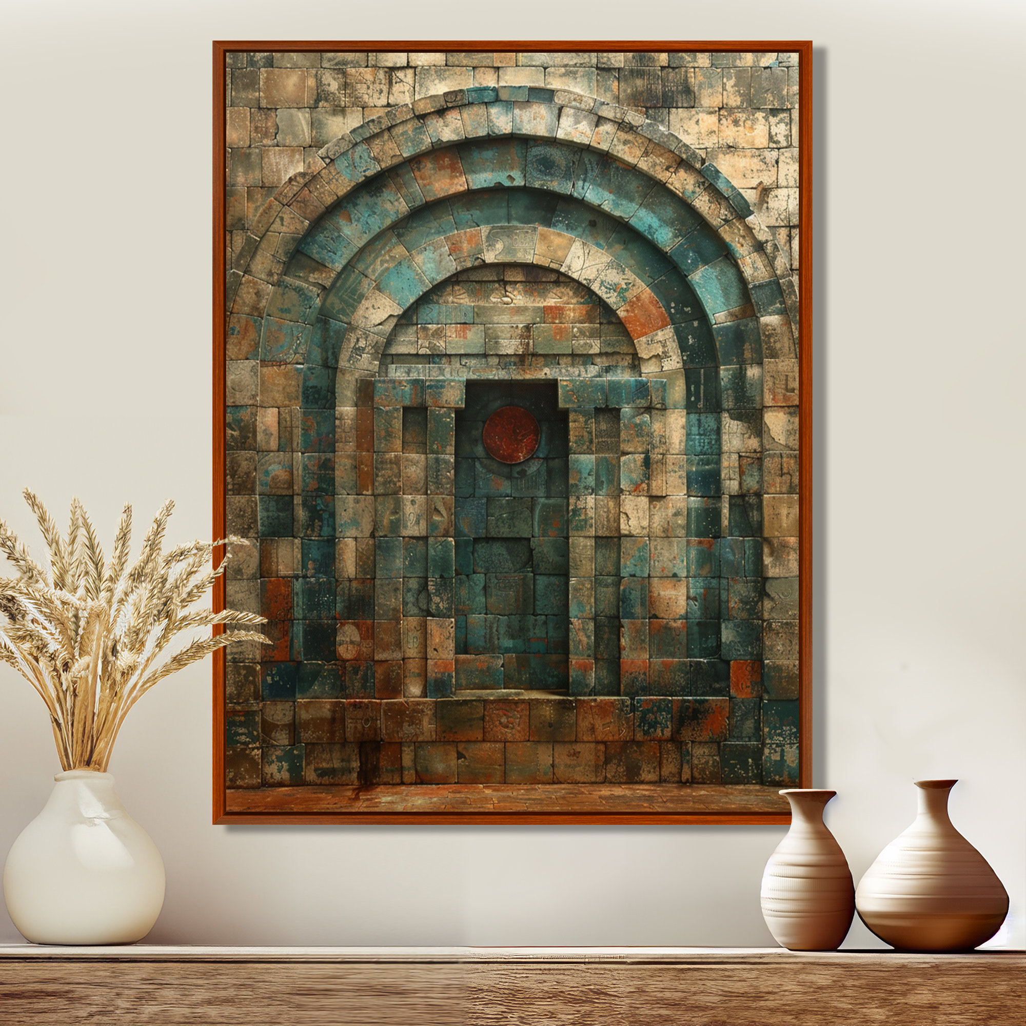 Winston Porter Rustic Blue Door In Old Stone Facade - Farmhouse Door ...