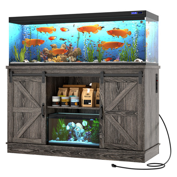 Gracie Oaks Farmhouse Aquarium Stand For 55-75 Gallon Fish Tanks ...