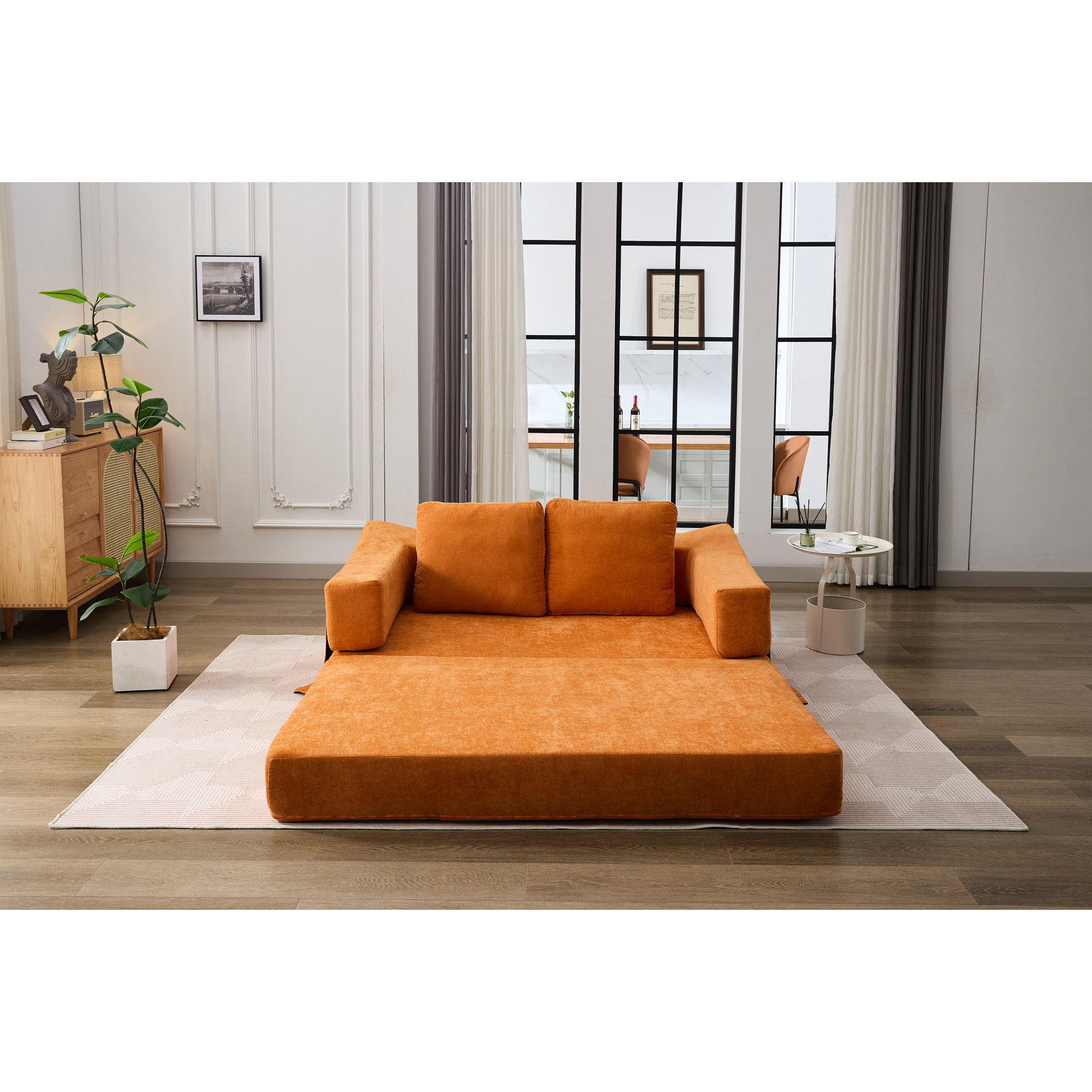 Latitude Run® Orange Chenille Apartment - Foldable Base, Removable ...