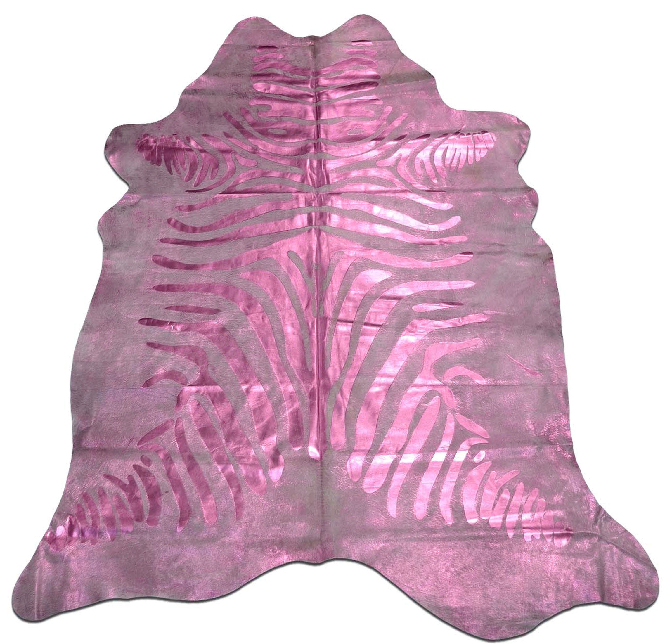 House of Hampton Arelious Handmade Pink Metallic Zebra Cowhide Leather ...