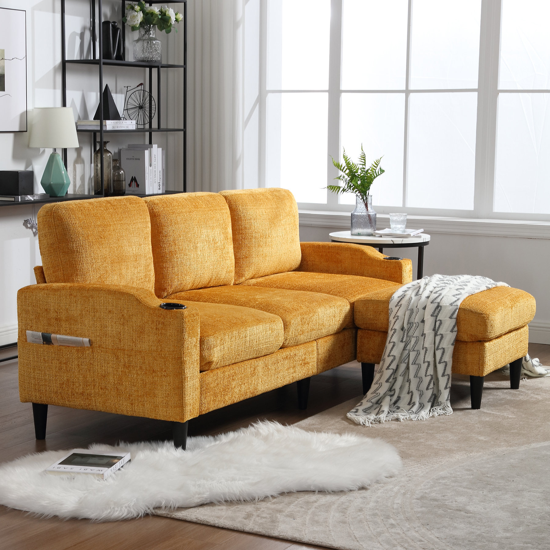 Latitude Run® 3 Seater Sofa With Ottoman | Wayfair