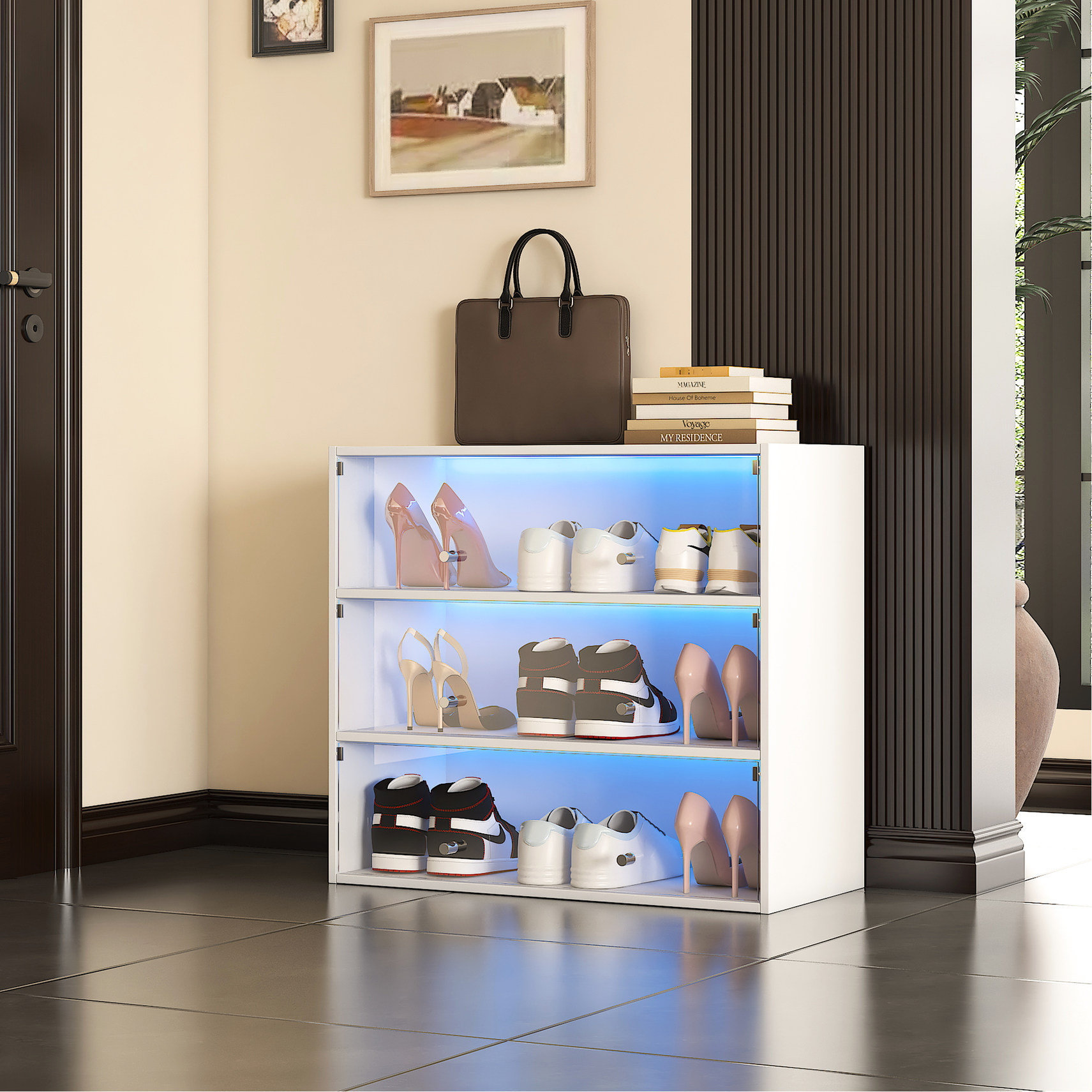 Wrought Studio™ White Led Shoe Box Cabinet - Wooden Structure For Long ...