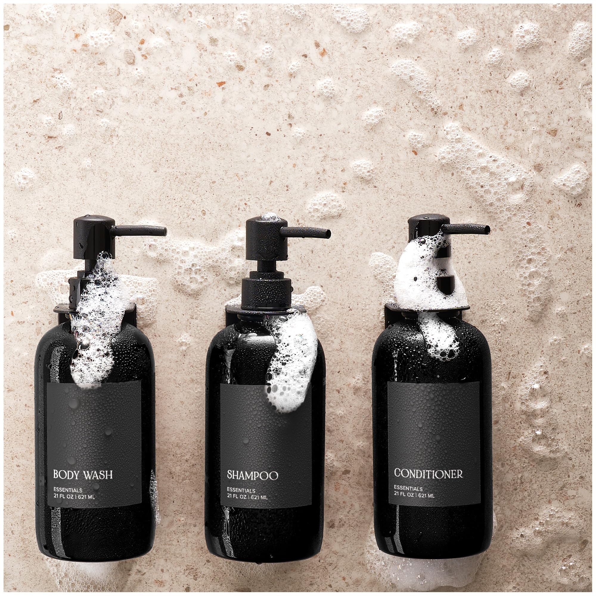 KAISHENGDAA Stylish Shampoo And Conditioner Dispenser Set Of 3 For Wall ...