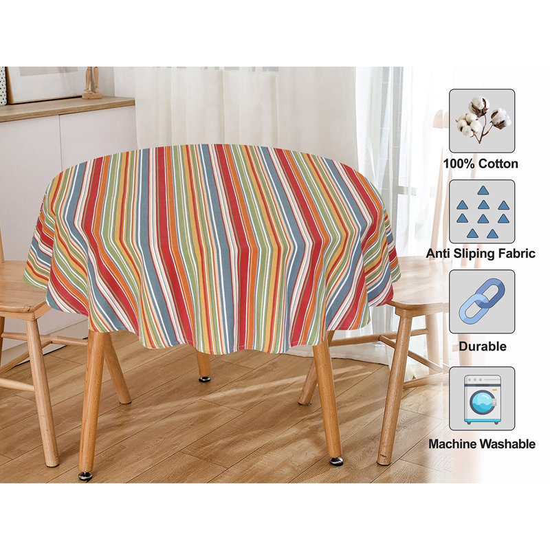 Ruvanti 70 Inch Round Tablecloth 100% Cotton Dining Table Cloth for 4-6 ...
