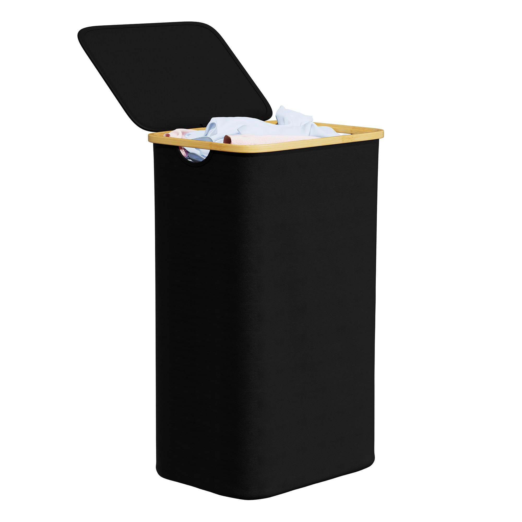 Latitude Run® Laundry Hamper With Lid - 110L Capacity, Stylish Bamboo ...