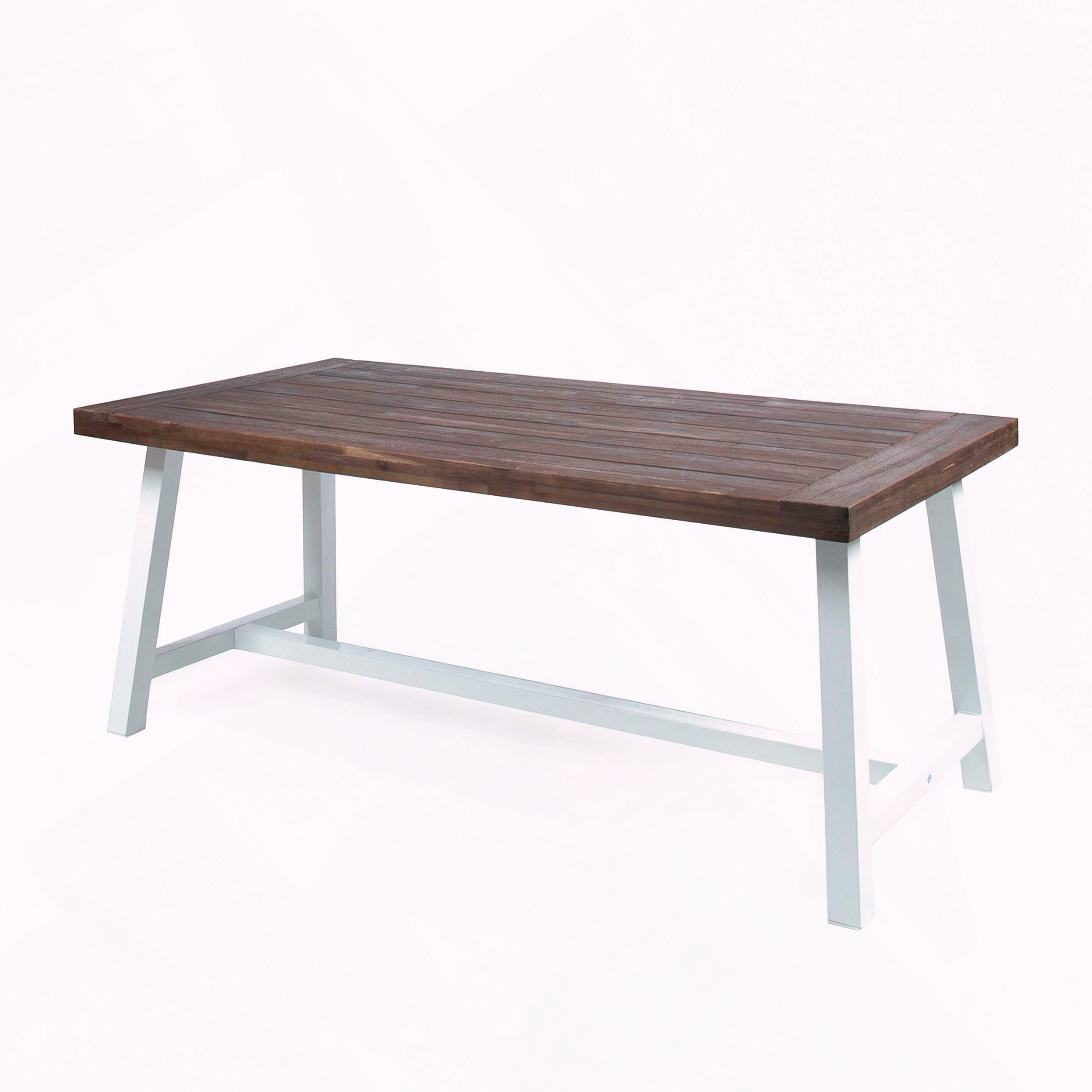 August Grove® Acacia Wood Metal Frame Slat Dining Table | Wayfair