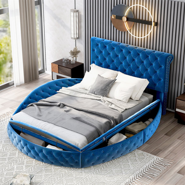 Rosdorf Park Round Shape Upholstery Storage Platform Bed & Reviews ...