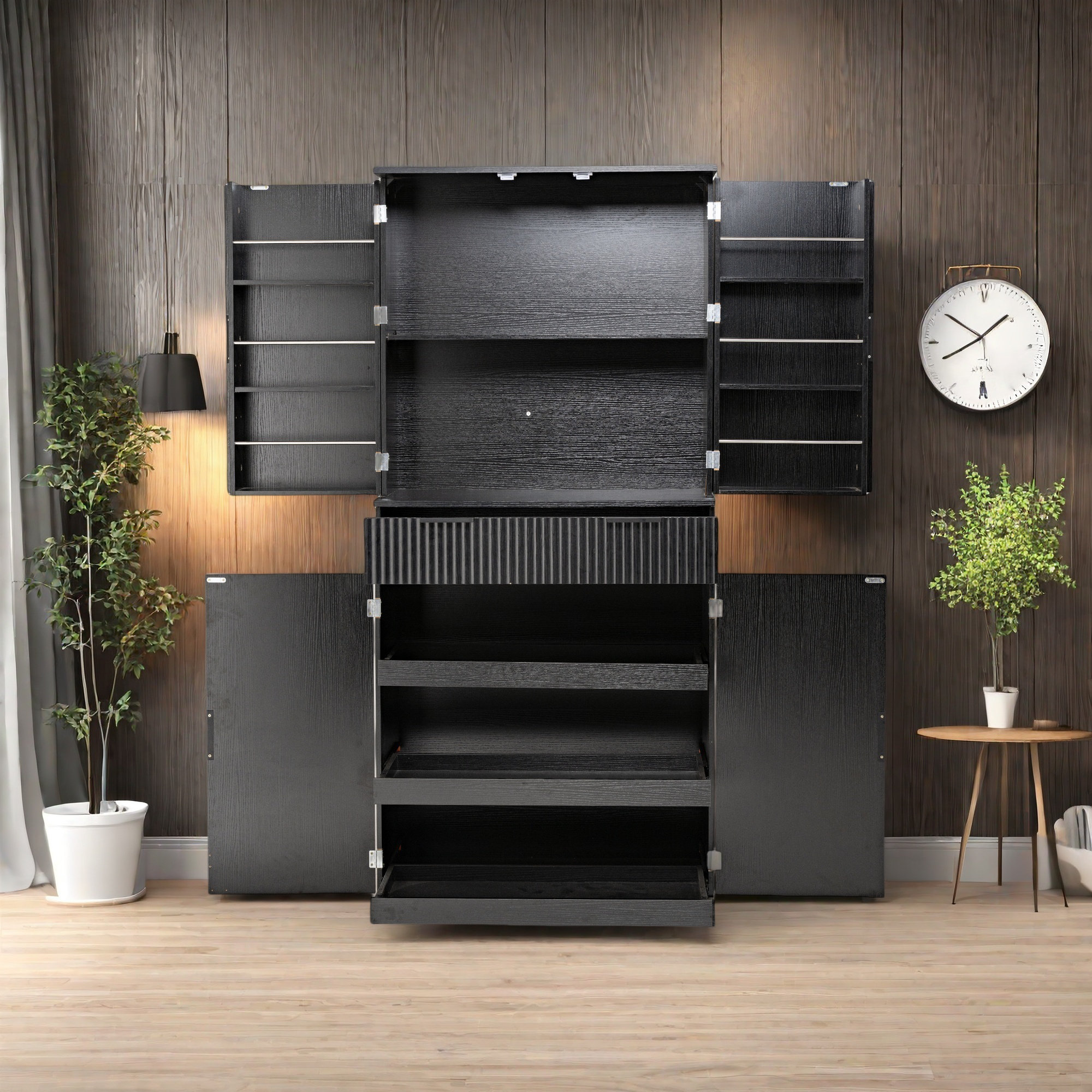 Hokku Designs Farmhouse Kitchen Pantry Cabinet with Magnetic Doors ...