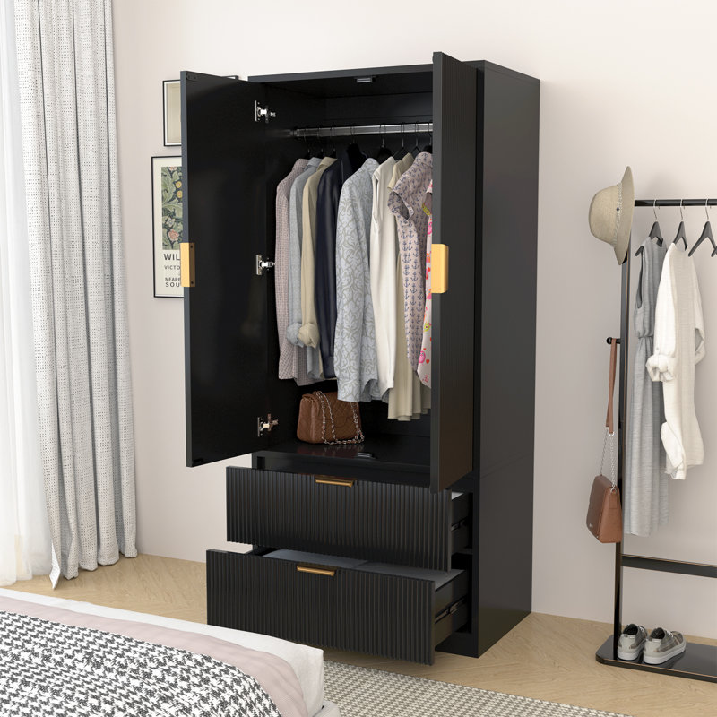 PPorfamilia Wardrobe Closet with 3 Doors and 2Drawers 70"Clothing ...