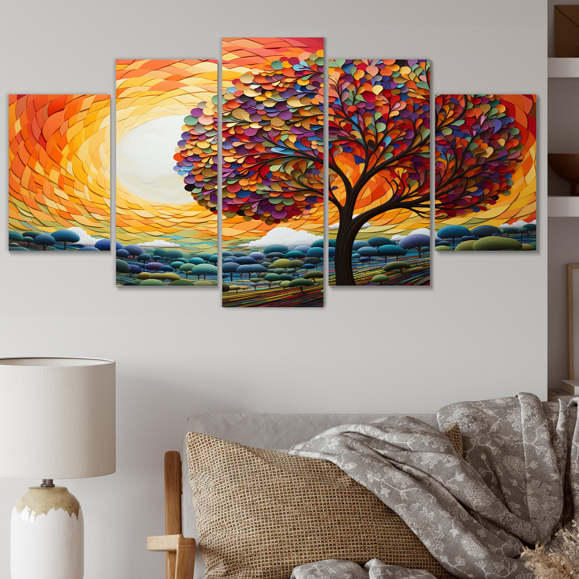 Lark Manor™ Abstract Tree Arc Of Colors I - Landscape Trees Canvas Wall ...