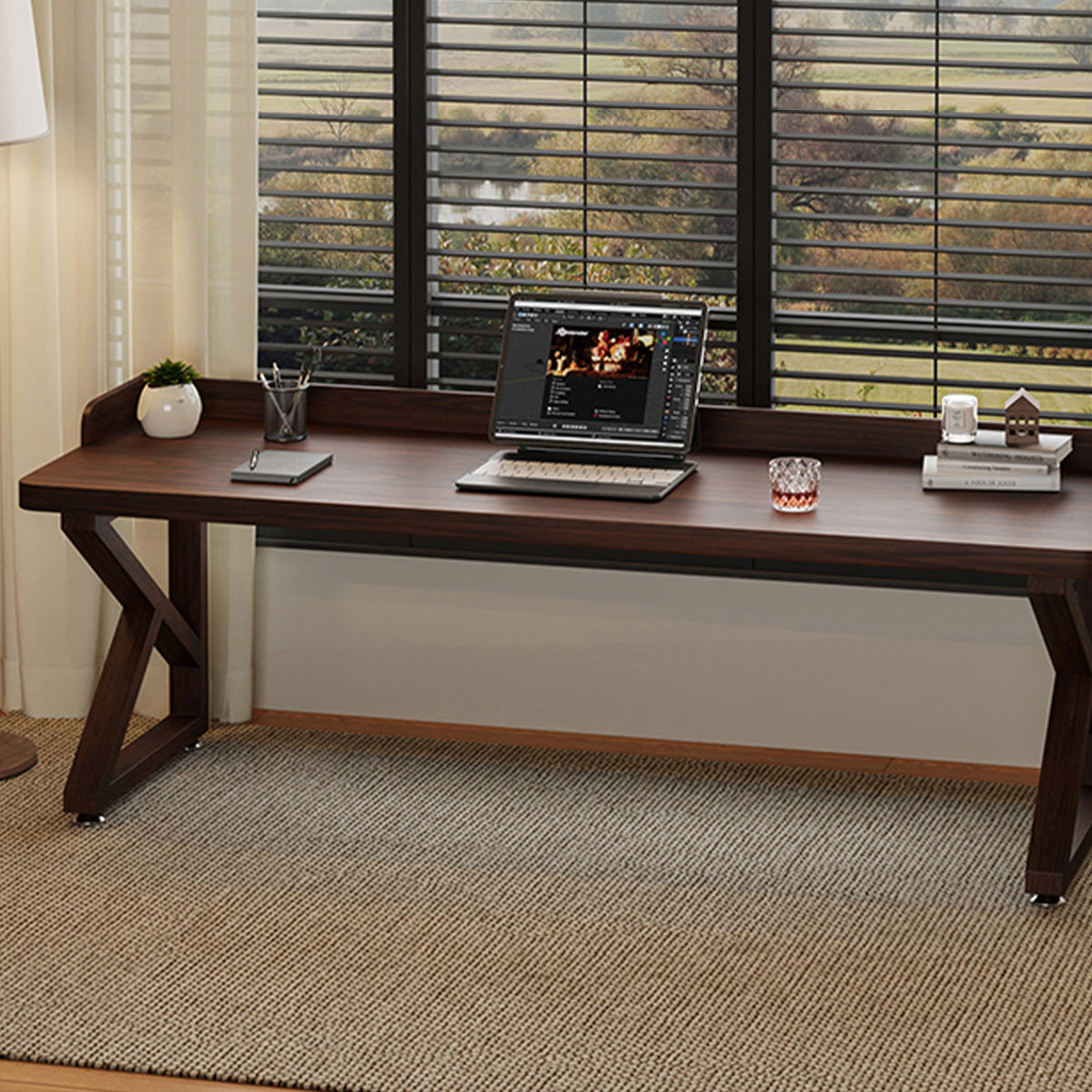 Hokku Designs Dark Walnut Rectangular Solid Wood desks | Wayfair