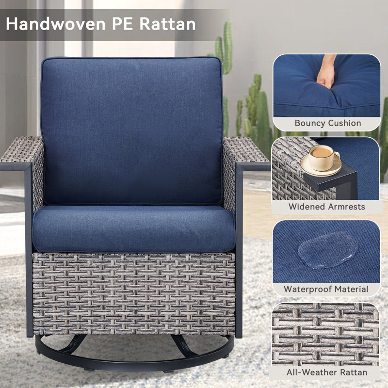 Hokku Designs Swivel Patio Chairs Wicker Set - Outdoor Swivel Rocker ...