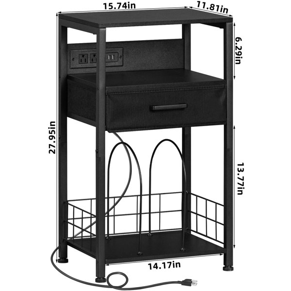 Ebern Designs 3-Tier Media Stand With Charging Station & USB Ports ...