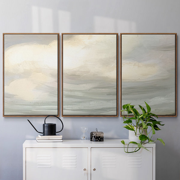WexfordHome Muted Sky Horizon II Framed On Canvas 3 Pieces | Wayfair