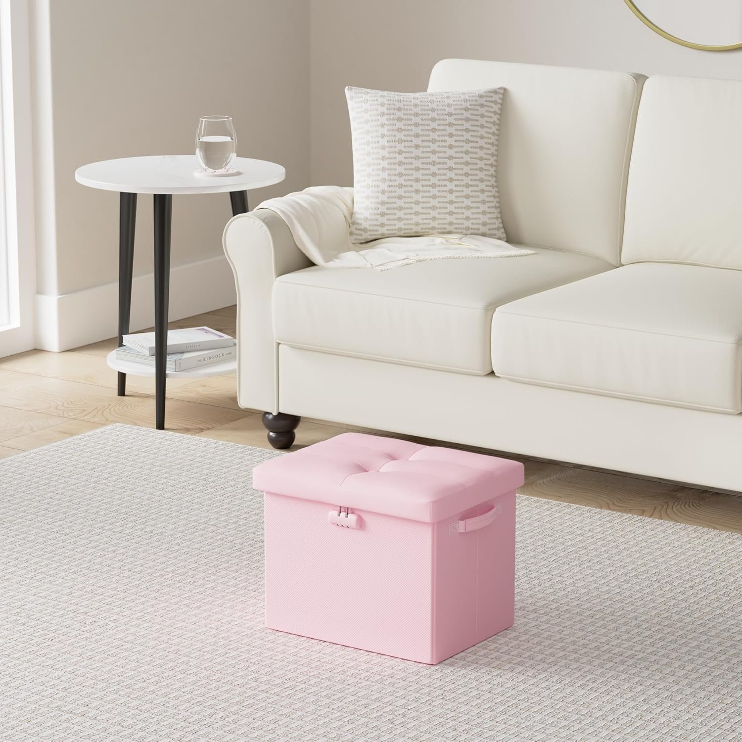 Ebern Designs Storage Ottoman With Lock,Fireproof Folding Ottoman Foot ...