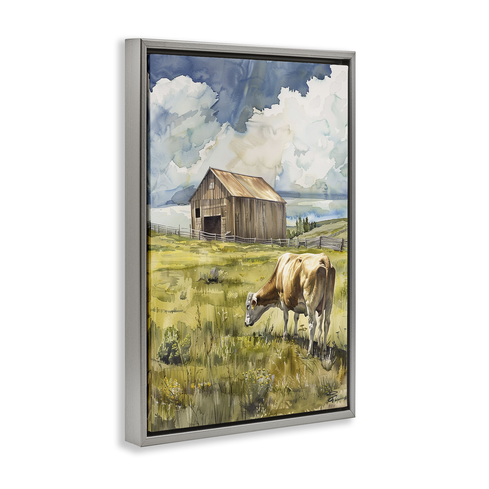 Ophelia & Co. Cow in Vast Field Framed Floater Canvas by Franklyn ...