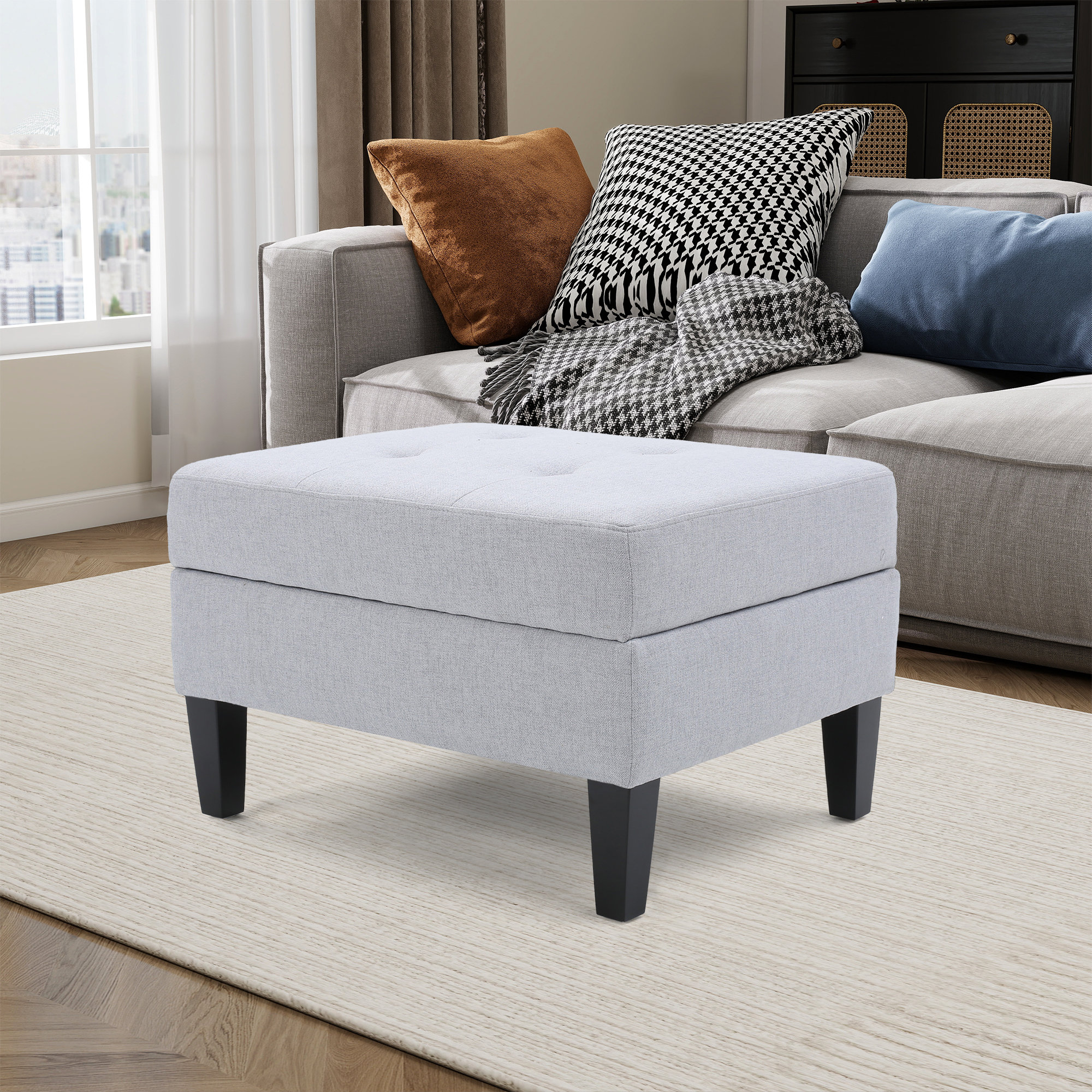 Latitude Run® Rectangular Storage Upholstered Ottoman | Wayfair