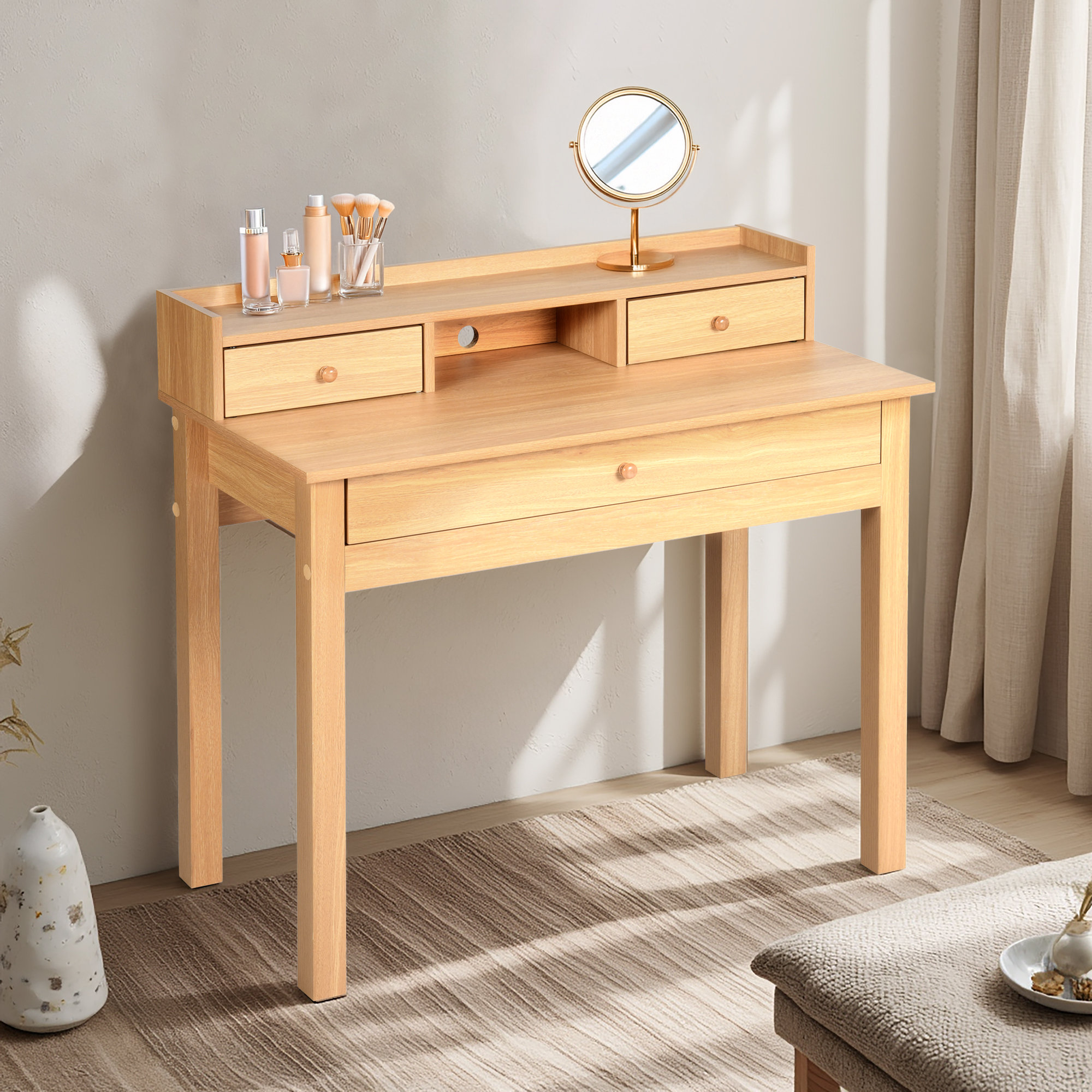 17 Stories Light Oak Dressing Table | Wayfair.co.uk
