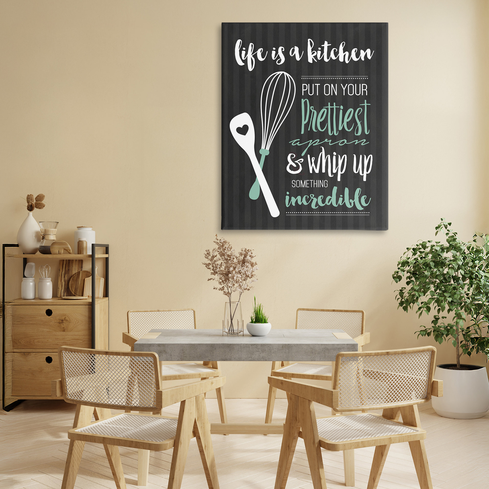 Ebern Designs Life Is A Kitchen Motivational Canvas, design by Lettered ...