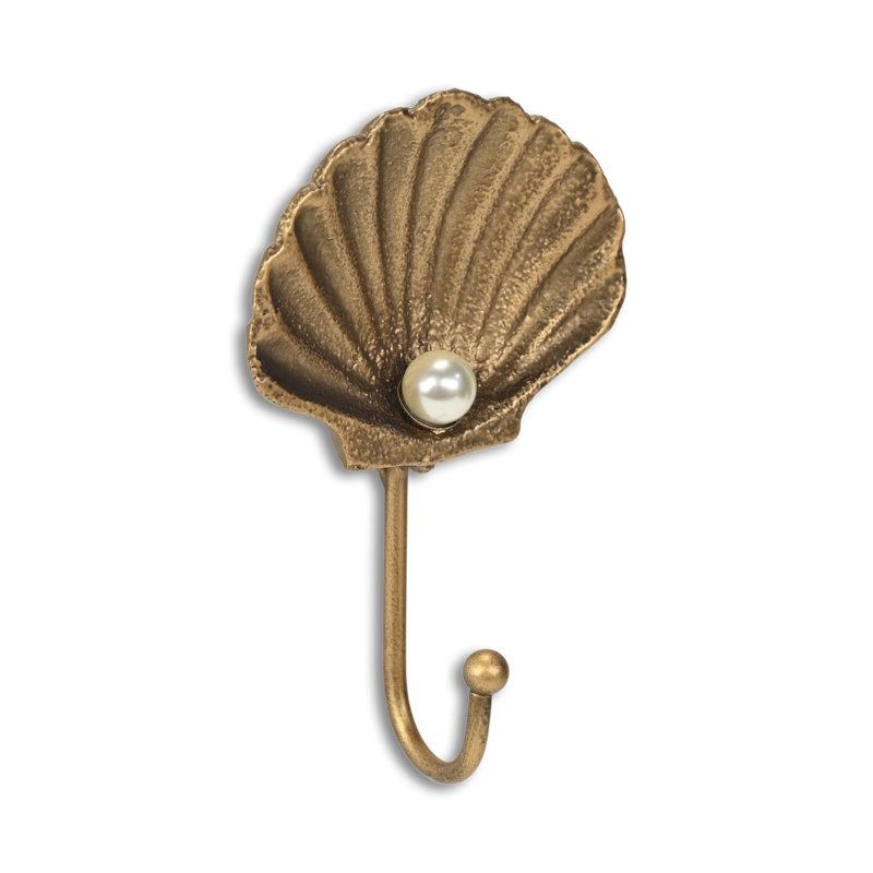 Highland Dunes Mythra Golden Seashell Cast Iron Wall Hook | Wayfair