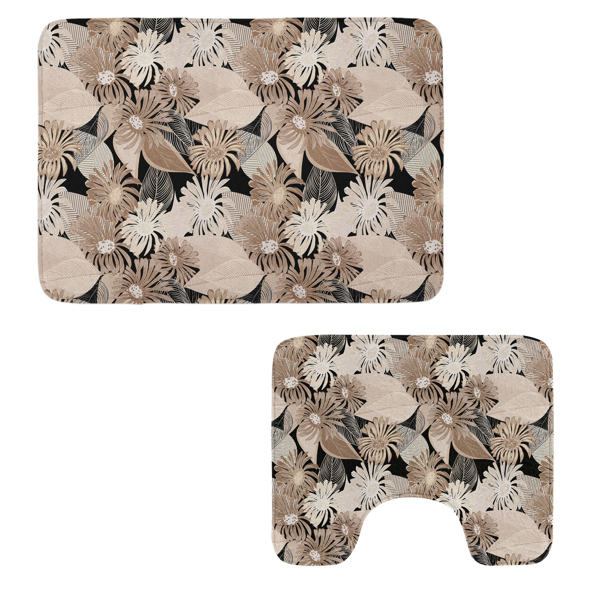 Dakota Fields Floral Bathroom Rug Set 2 Pieces Rectangle & Contour Mats ...