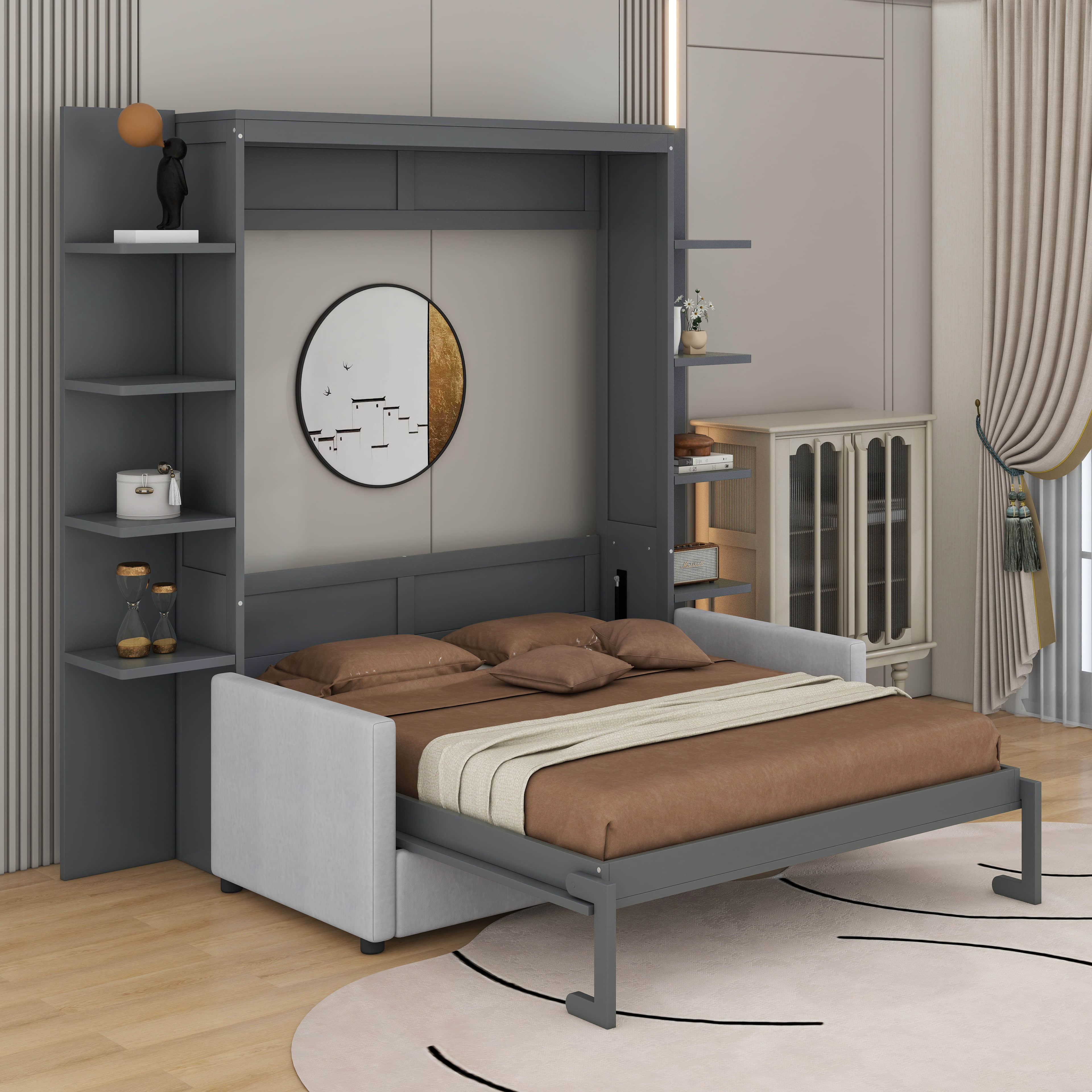 Red Barrel Studio® Queen Murphy Bed With Sofa | Wayfair