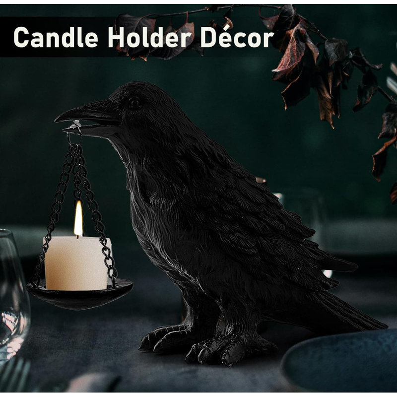 Mercer41 Gothic Crow Light Holder – Halloween Raven Tealight Statue ...