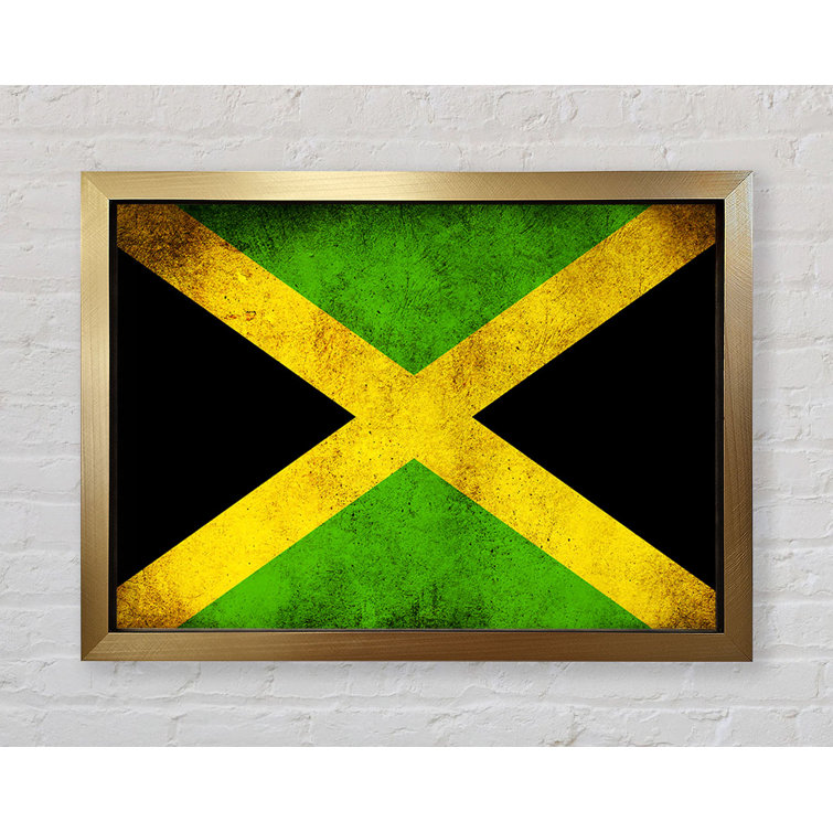 Bright Star Jamaican Grunge Flag - Single Picture Frame Art Prints ...