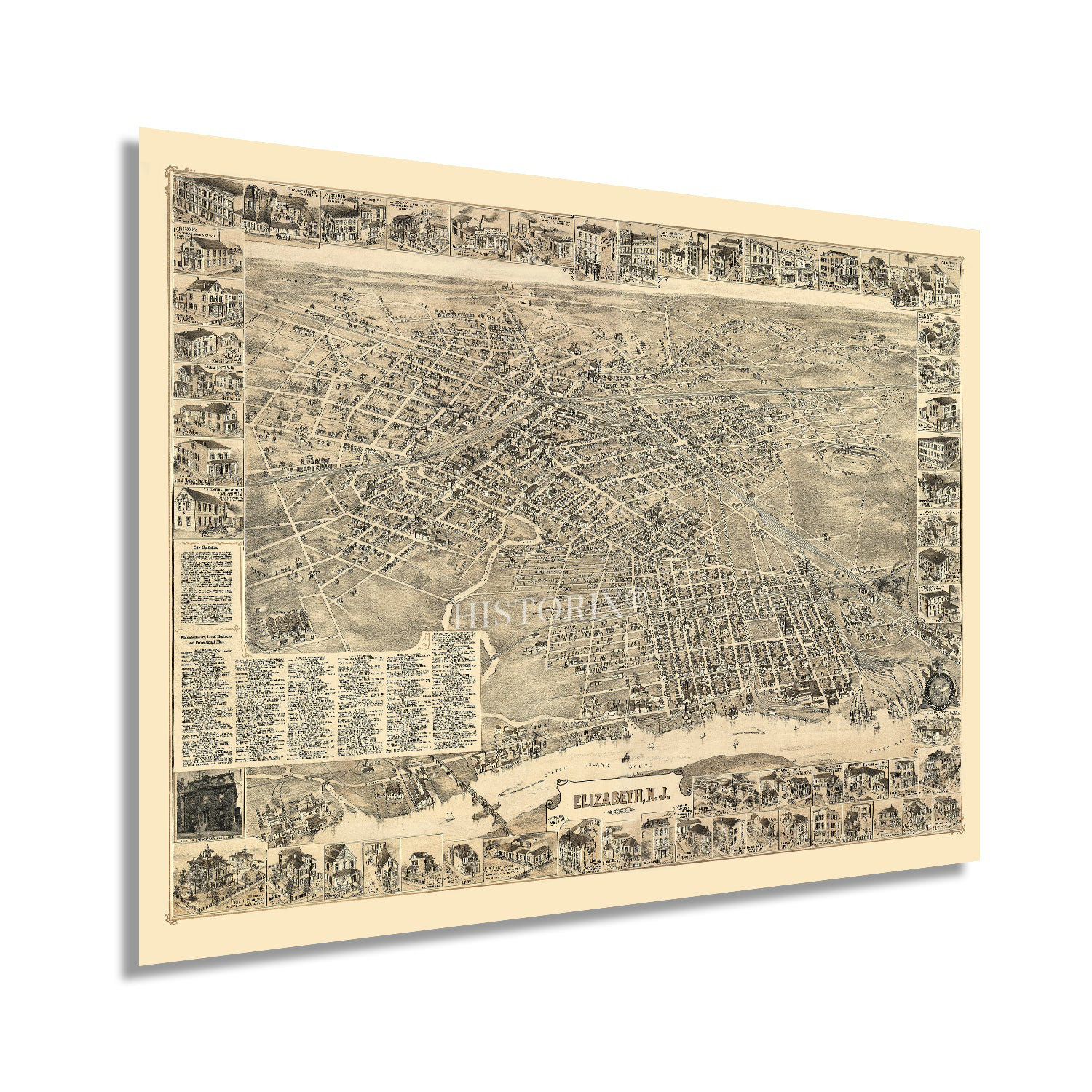 HISTORIC PRINTS 1898 Elizabeth New Jersey Map On Paper Print - Wayfair ...