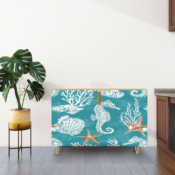 Breakwater Bay Sideboard Buffet Cabinet with Storage Marine hand drawn ...