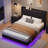 Latitude Run® Bed Frame with LED Lights, Upholstered Headboard, Storage ...