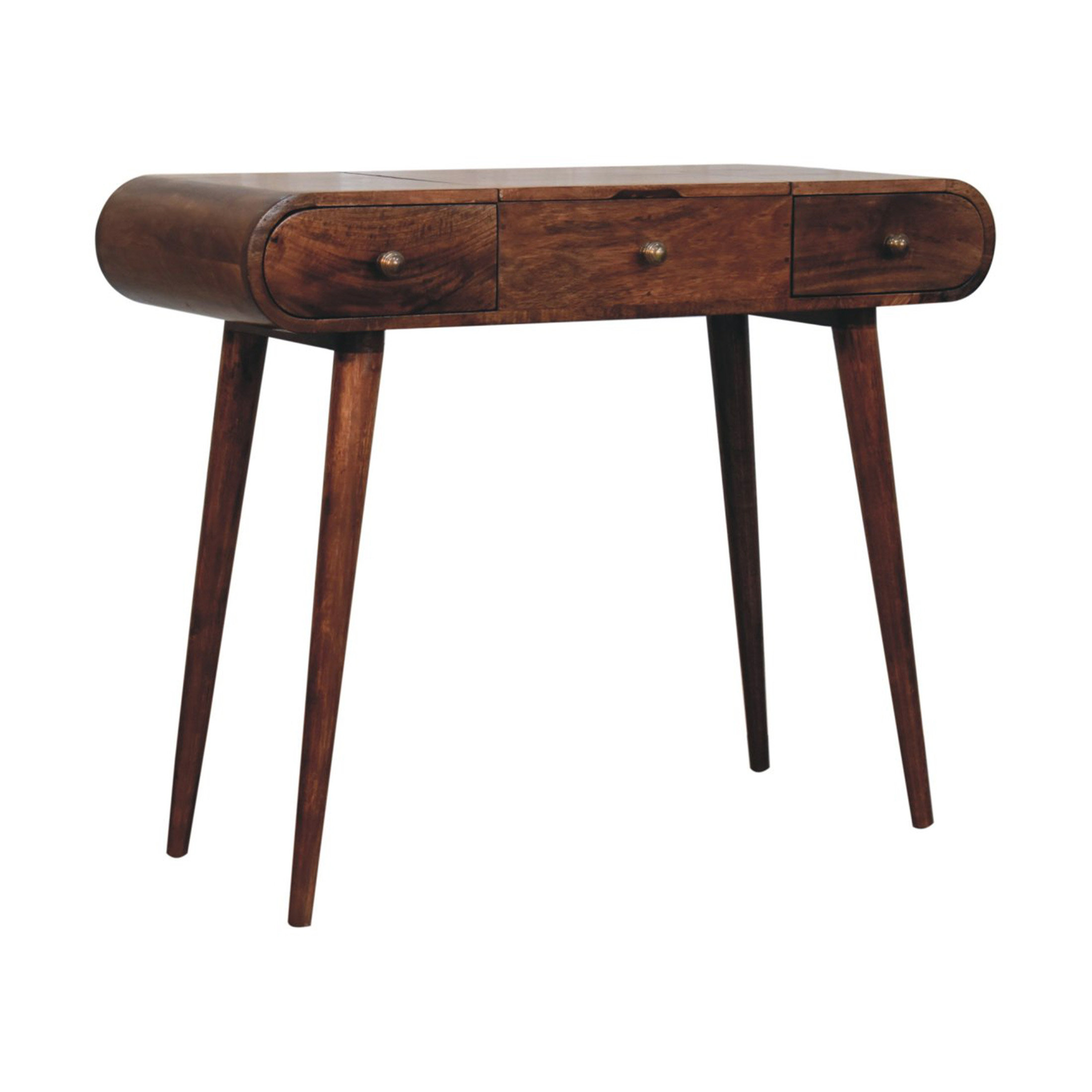 Corrigan Studio Solid Wood Honey Caramel Round Dressing Table - Wayfair ...