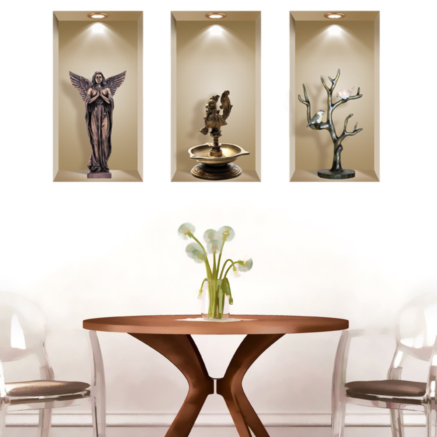 Alcott Hill® 3D Niche Wall Art Decals - 3 Pieces | Easy To Apply ...