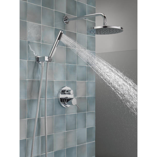 Delta Modern Raincan Round Single-Function Tub and Shower Faucet Set ...