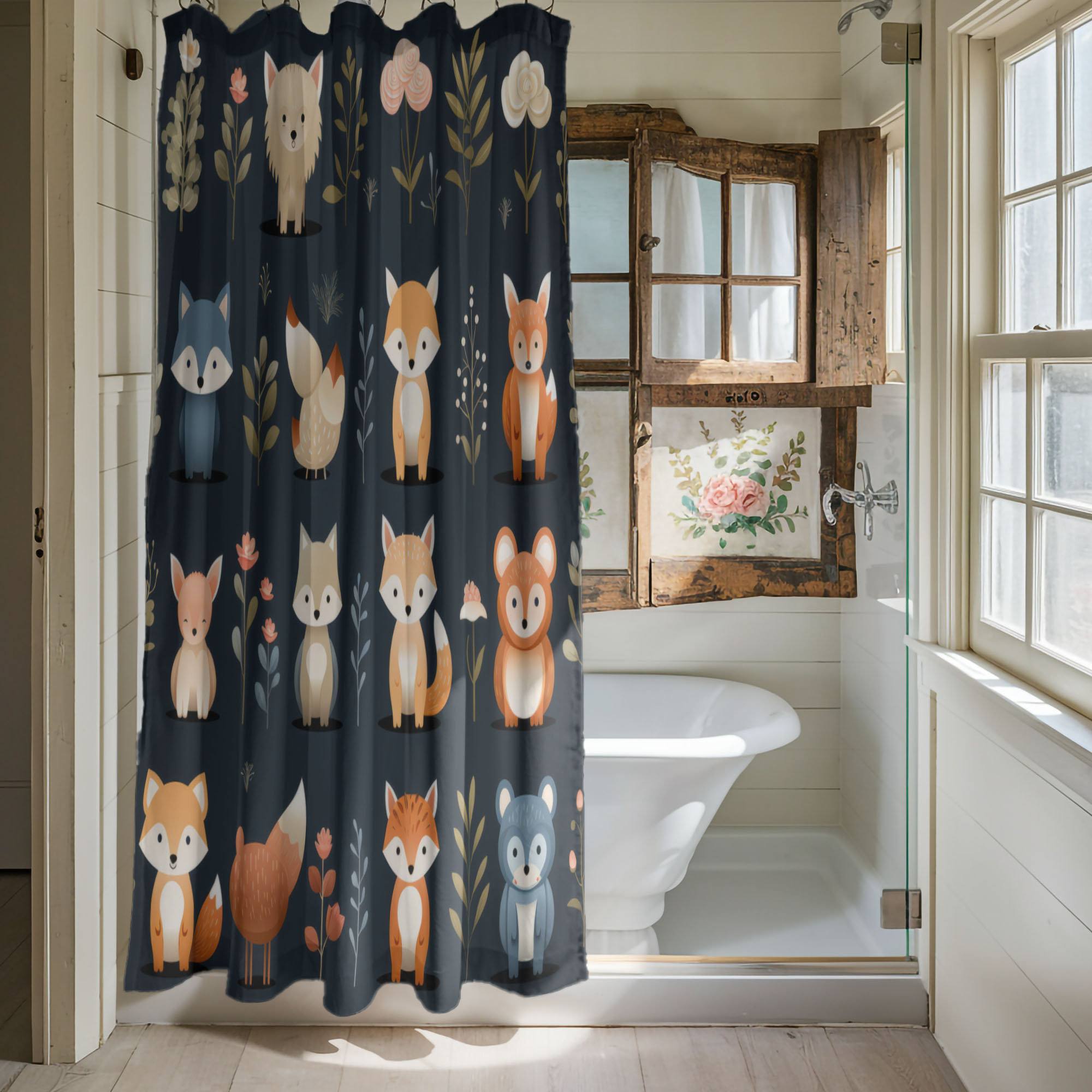 East Urban Home Fuzzy Friends - Premium Shower Curtain | Wayfair