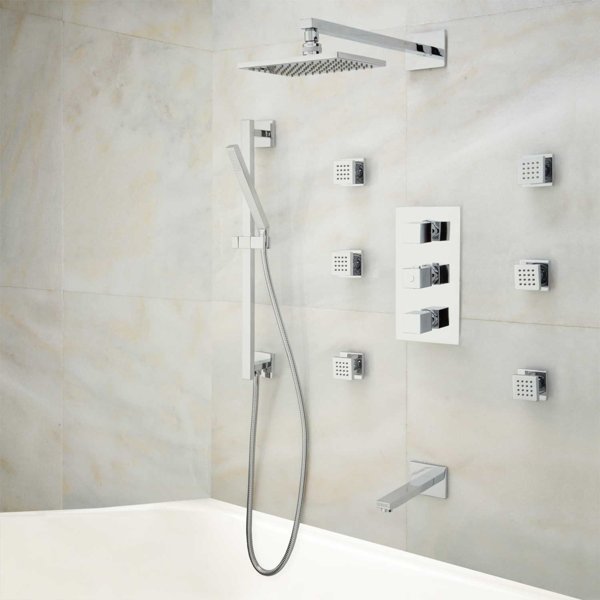 Signature Hardware Onassis Thermostatic Tub & Shower System - 6 Body ...