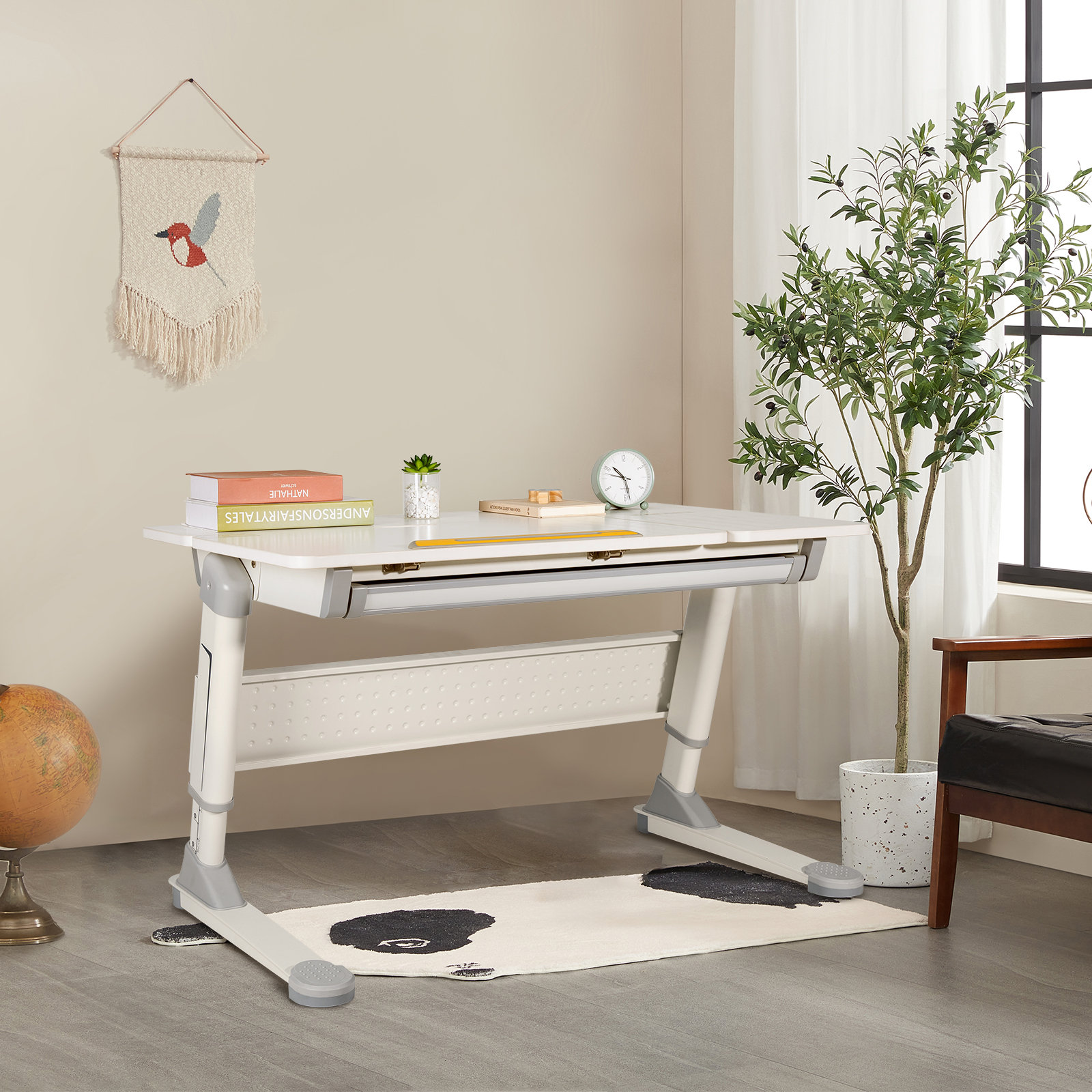 UNISOAR 41.3'' Adjustable Ergonomic Kids Desk with Tiltable tabletop ...