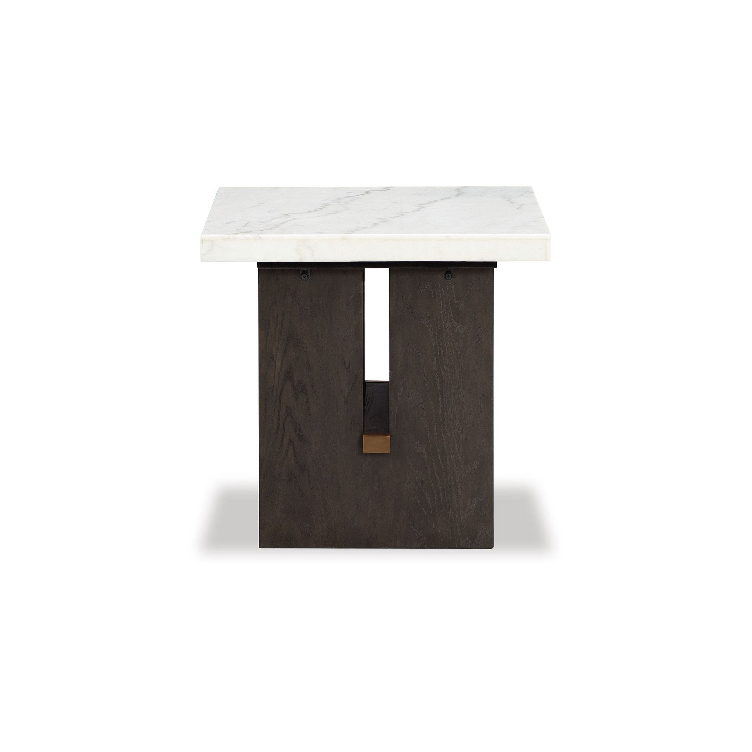 Benjara Haus Side End Table, Marble Top, Panel Legs, 26 Inch Brown ...