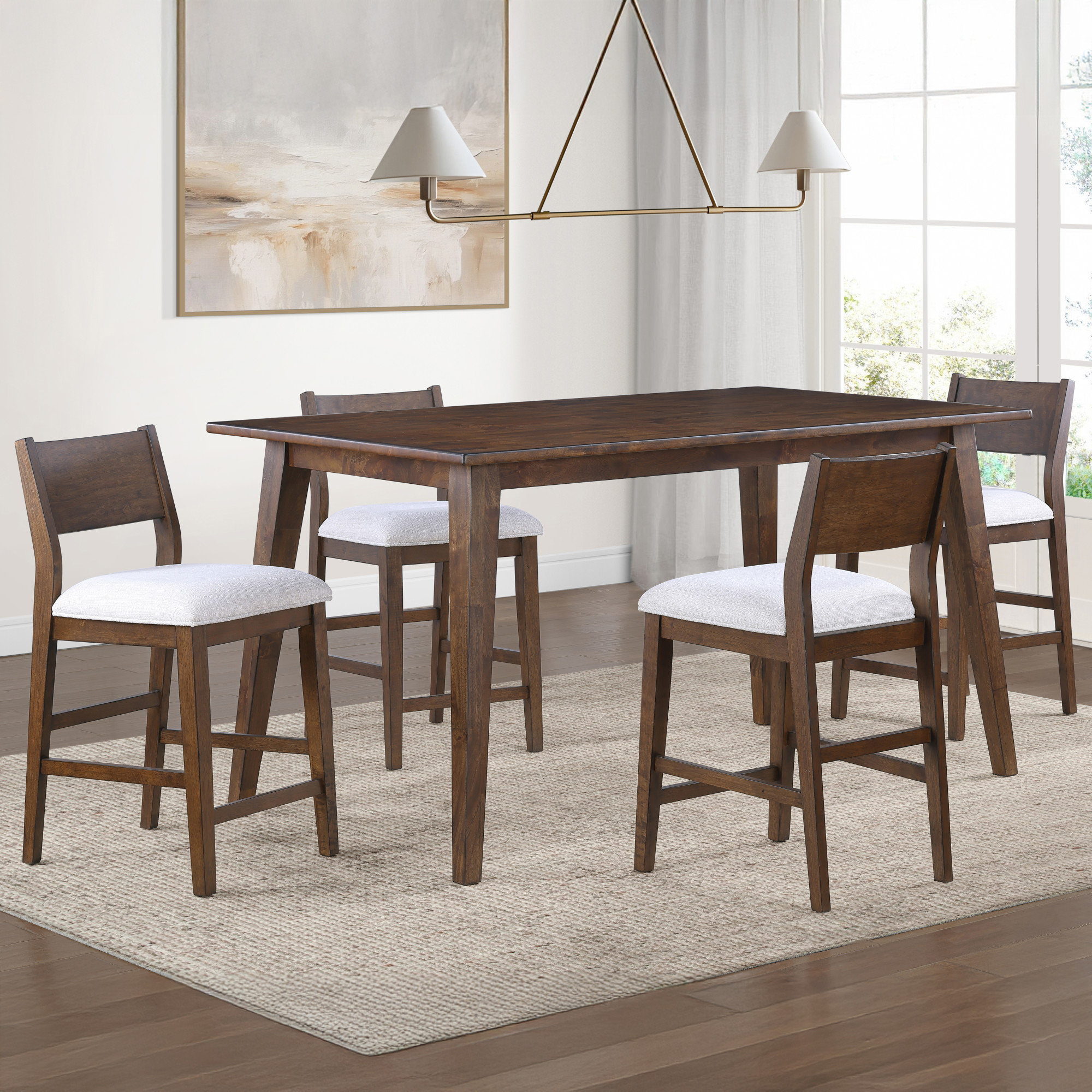 Lark Manor Canton Solid Wood Dining Set With Upholstered Chairs ...