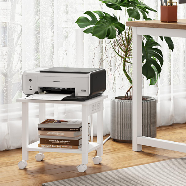 COAHAHA White 2-Tier Printer Stand - Mobile & Space-Saving Solution For ...