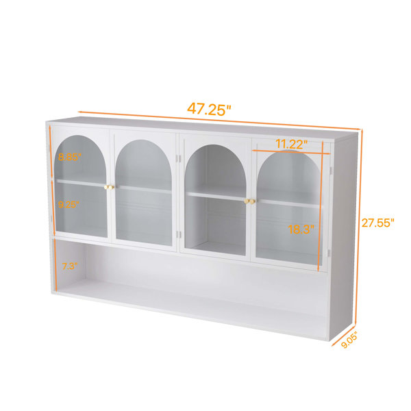 Latitude Run® 47.25" Four-door Glass Wall Cabinet Storage, Wall-mounted ...